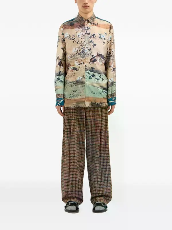 PIERRE-LOUIS MASCIA Aloe Tapestry-print Silk Shirt