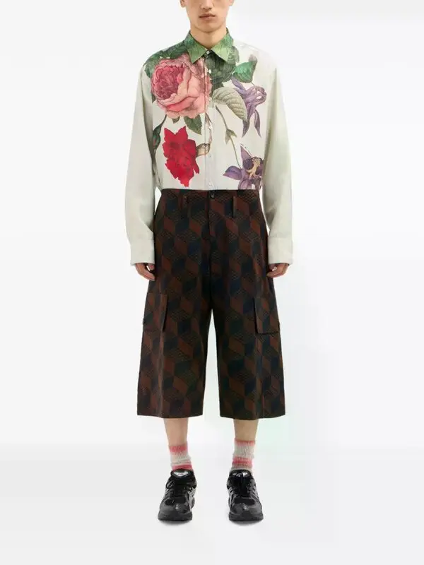 PIERRE-LOUIS MASCIA Dylan Geometric-pattern Cargo Shorts
