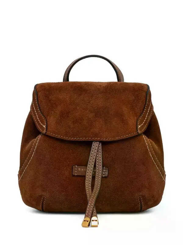 GIANNI CHIARINI Violette Contrast-stitch Suede Backpack - Brown