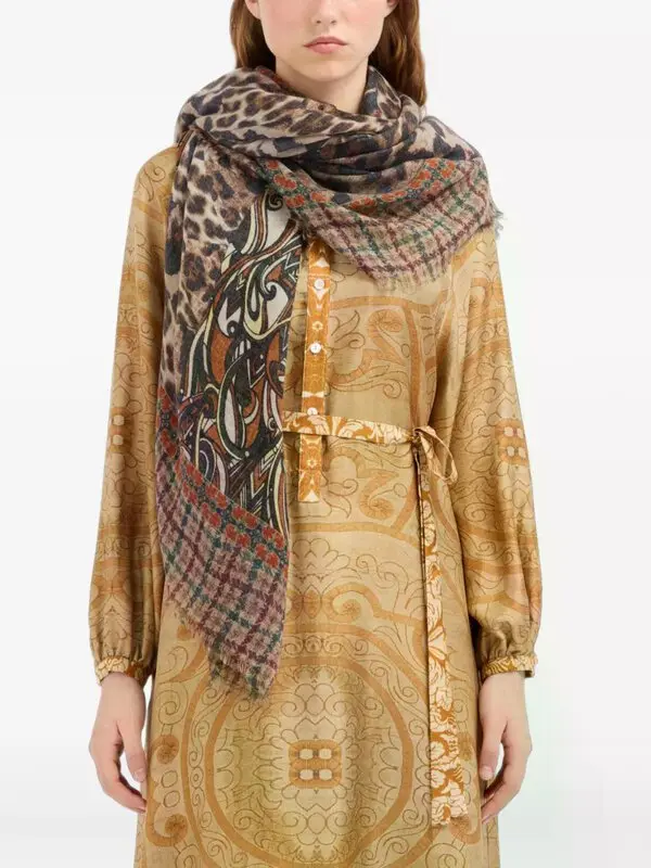 PIERRE-LOUIS MASCIA Euclidex Leopard-print Paisley-pattern Scarf