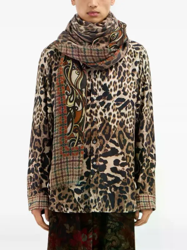 PIERRE-LOUIS MASCIA Euclidex Leopard-print Paisley-pattern Scarf