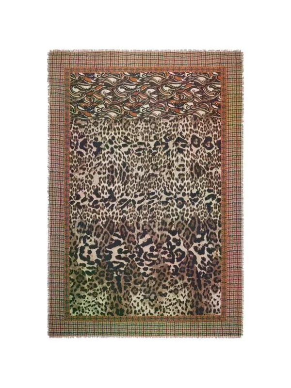 PIERRE-LOUIS MASCIA Euclidex Leopard-print Paisley-pattern Scarf - Brown