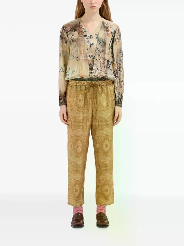 PIERRE-LOUIS MASCIA Aloe Floral-print Silk Blouse - Neutrals