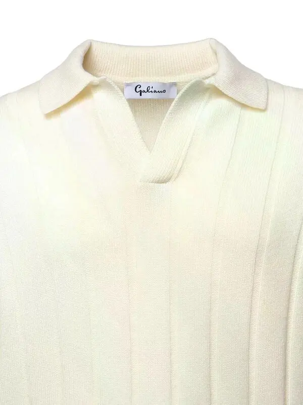 GALIANO Ribbed-knit Pullover - White
