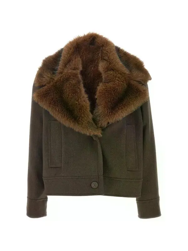 KAOS Faux-fur Collar Cropped Jacket