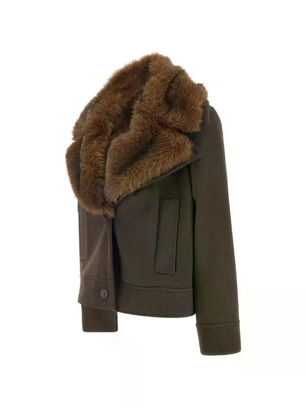 KAOS Faux-fur Collar Cropped Jacket