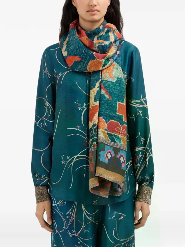PIERRE-LOUIS MASCIA Fancy Geometric Floral-print Scarf