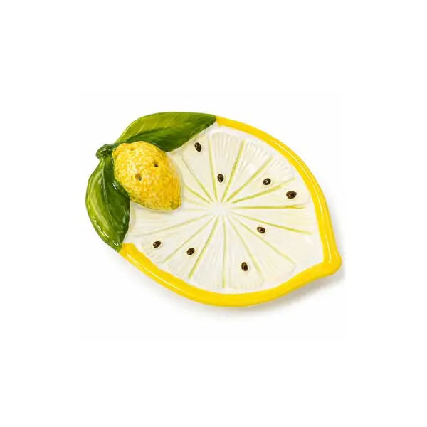 CHERRY PIE FARMHOUSE Italian Handpainted Lemon Holder Dish Set Of Two - Yellow