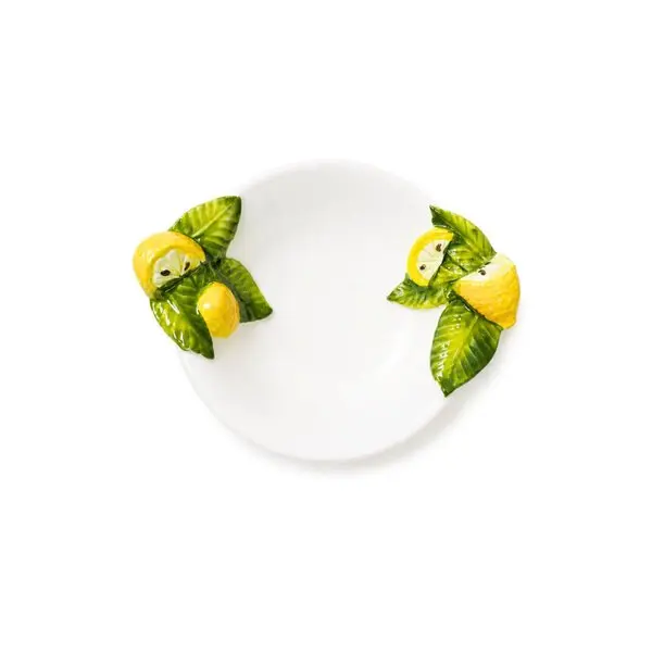 CHERRY PIE FARMHOUSE Italian Handpainted Lemon Bowls Set Of Two - White