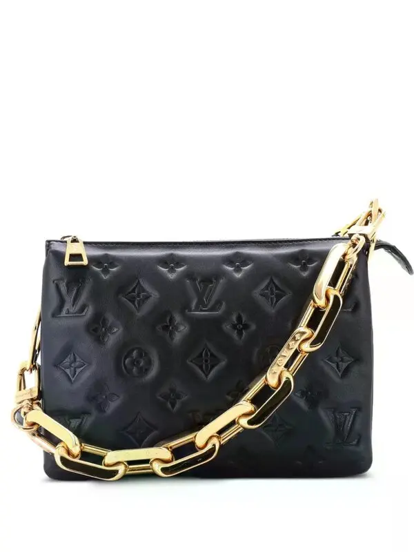 LOUIS VUITTON Coussin Monogram Embossed Lambskin Cross Body Bag - Black