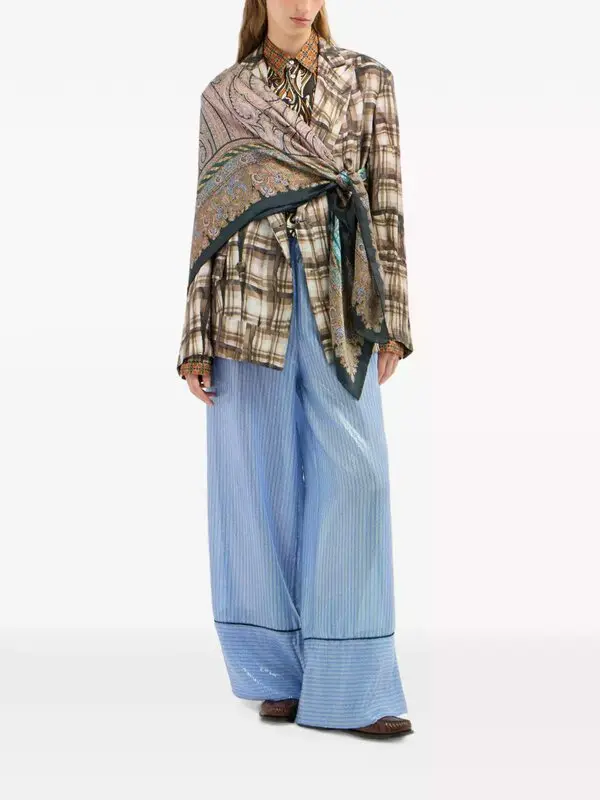 PIERRE-LOUIS MASCIA Kurhi Sequin-embellished Striped Trousers - Blue
