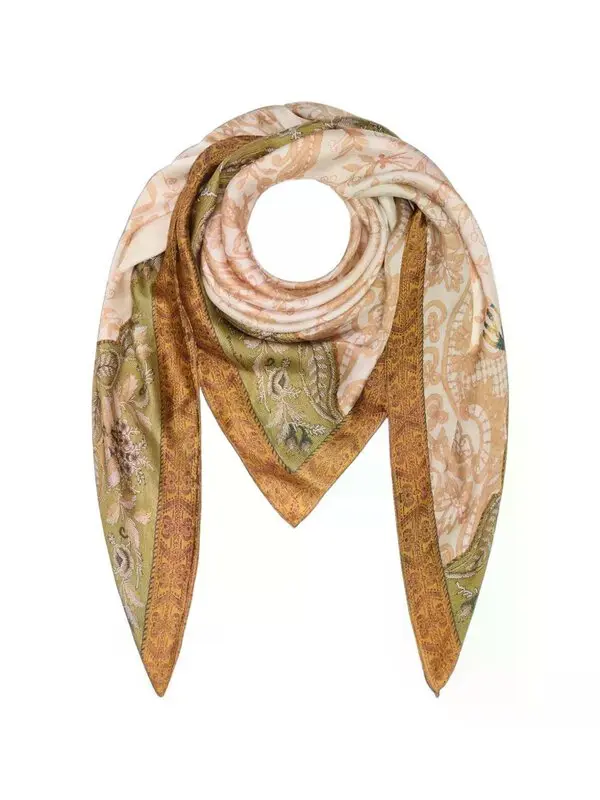 PIERRE-LOUIS MASCIA Molare Paisley Floral-print Scarf - Neutrals