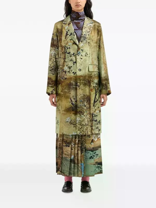 PIERRE-LOUIS MASCIA Floral-print Lapel-collar Coat