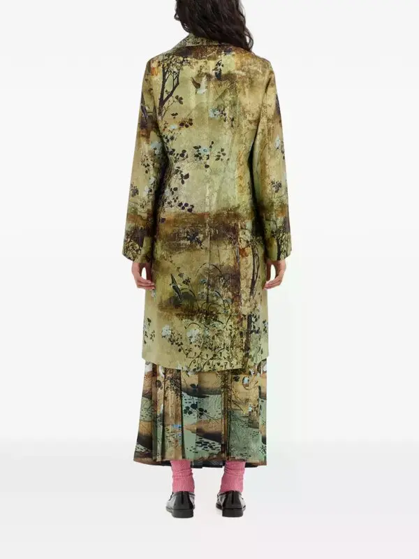 PIERRE-LOUIS MASCIA Floral-print Lapel-collar Coat