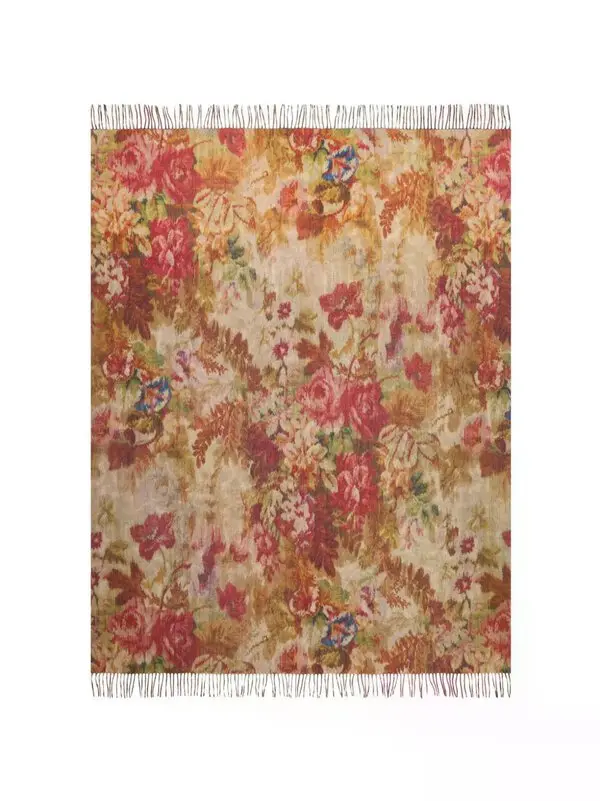 PIERRE-LOUIS MASCIA Sidney Floral-print Cashmere Scarf - Neutrals
