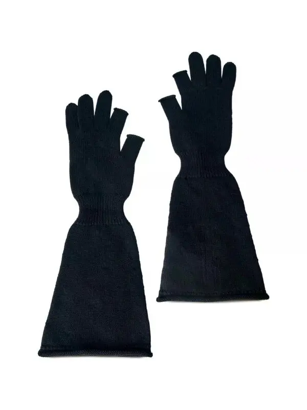 Rick Owens Wool Long Gloves - Black