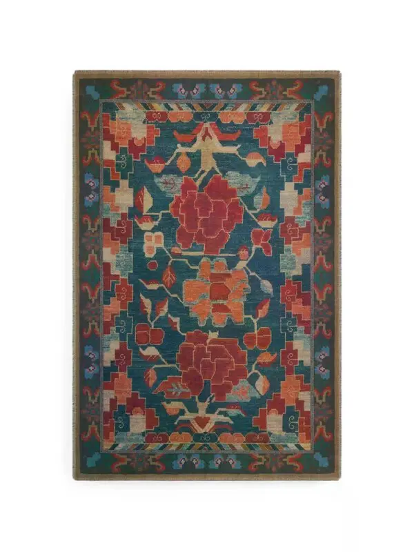 PIERRE-LOUIS MASCIA Pancake Geometric Floral-print Scarf - Blue
