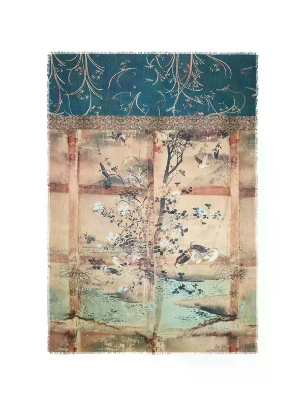 PIERRE-LOUIS MASCIA Euclidex Landscape-print Scarf - Neutrals