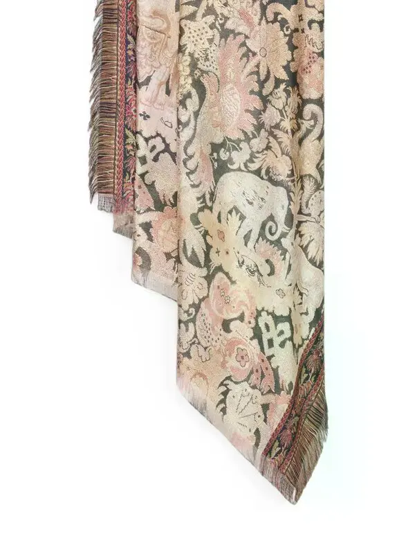 PIERRE-LOUIS MASCIA Aloeuw Fringe-trim Silk Scarf - Neutrals