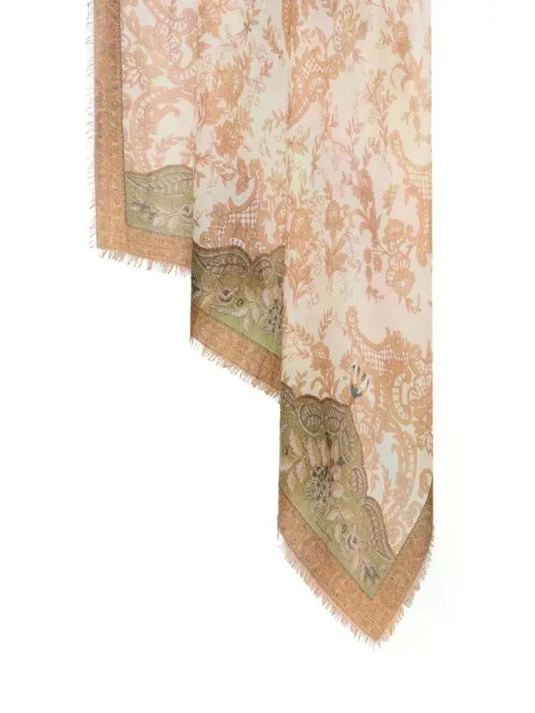 PIERRE-LOUIS MASCIA Euclidex Floral Paisley Cashmere Scarf - Neutrals