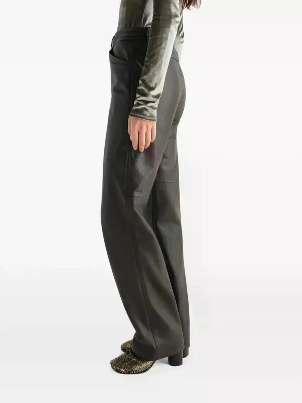 LEMAIRE Straight Pants In Glossy Leather