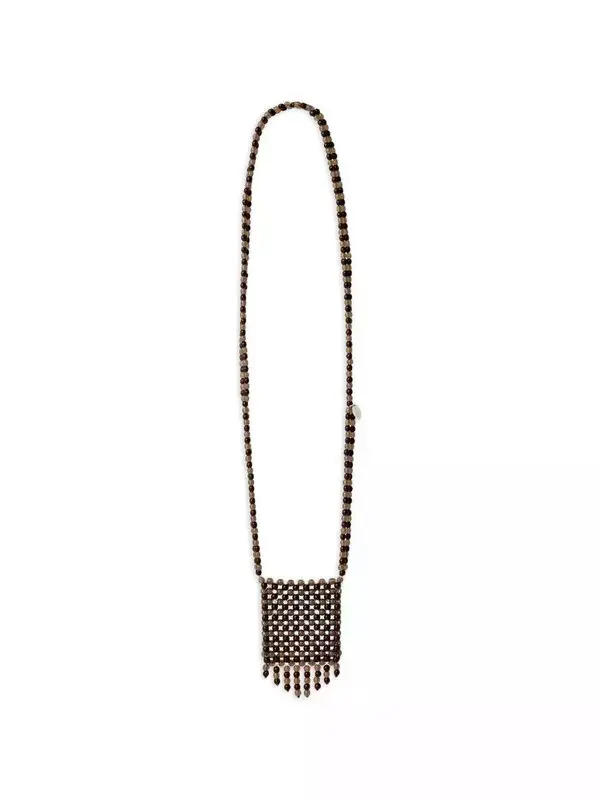 LEMAIRE Grigri Bag Necklace In Resin Beads - Brown