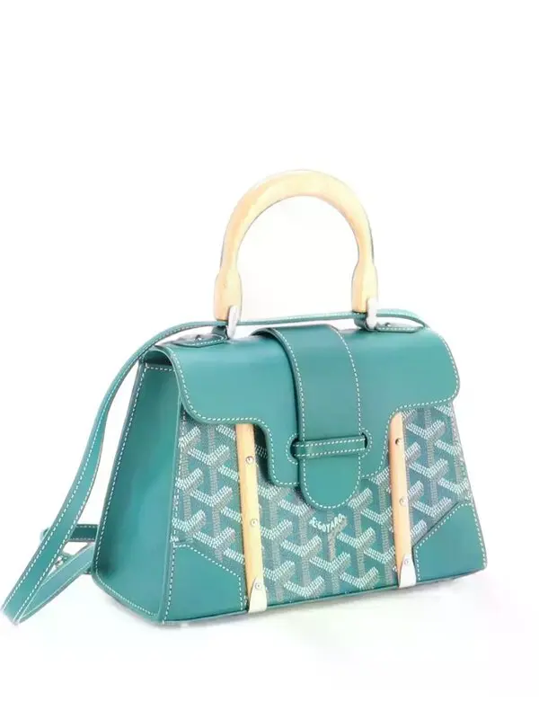 Goyard Structured Saigon Top Handle Bag Coated Canvas With Leather Mini Satchel - Green