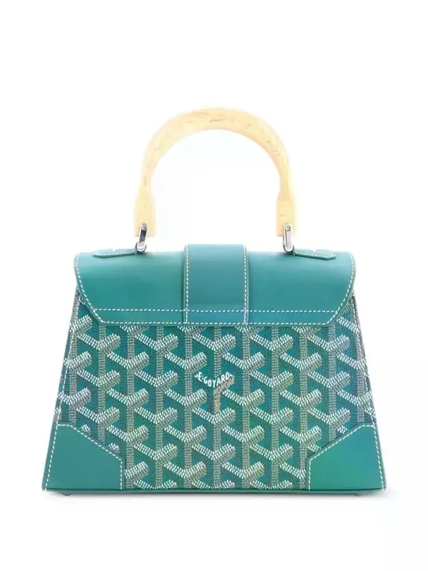 Goyard Structured Saigon Top Handle Bag Coated Canvas With Leather Mini Satchel - Green