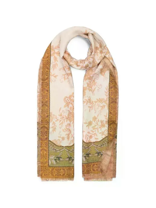 PIERRE-LOUIS MASCIA Fancy Floral-print Silk Scarf - Neutrals