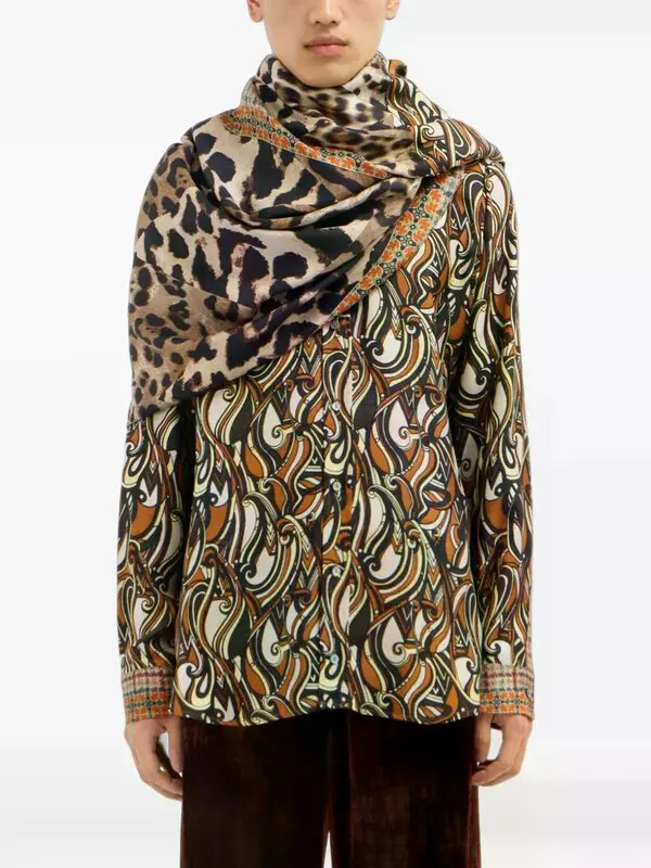 PIERRE-LOUIS MASCIA Aloewon Leopard-print Geometric Scarf