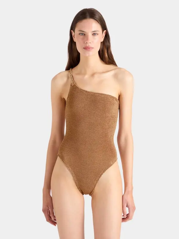 Hunza G Dionne One Piece Swim - Metallic Cocoa