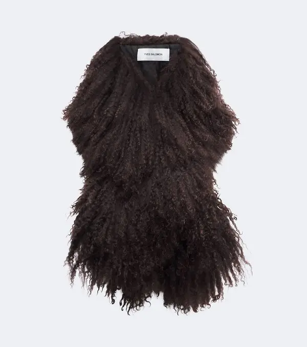 YVES SALOMON Shearling Scarf - Brown
