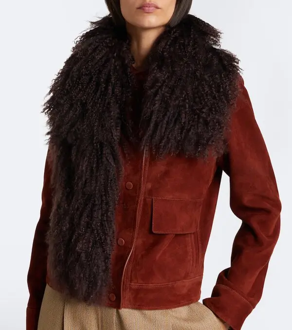 YVES SALOMON Shearling Scarf - Brown