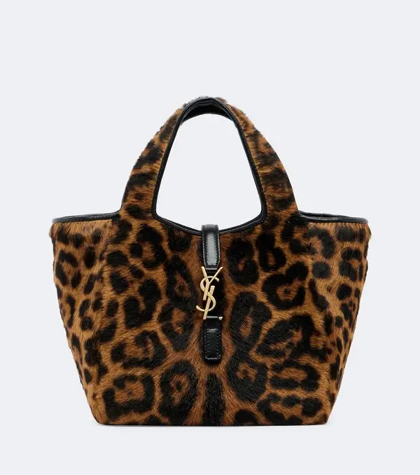 Saint Laurent Le 5 À 7 Bea Baby Calf Hair Top-handle Bag - Brown