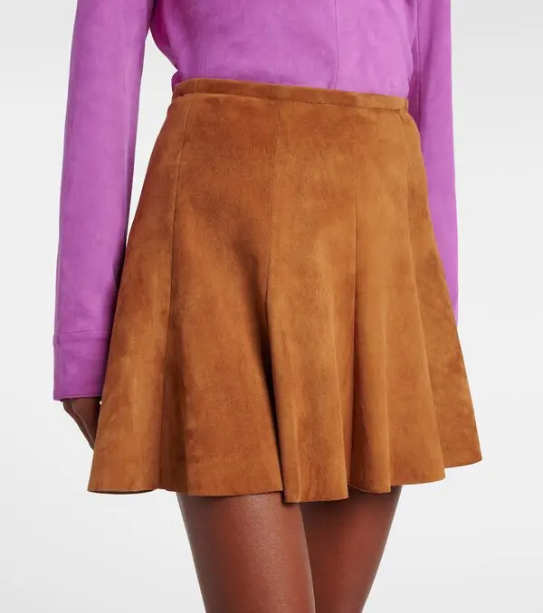 Stouls Mila Pleated Suede Miniskirt