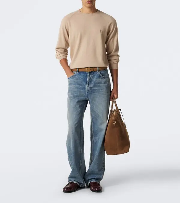 Saint Laurent Cassandre Cashmere Sweater - Beige