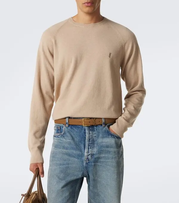 Saint Laurent Cassandre Cashmere Sweater - Beige