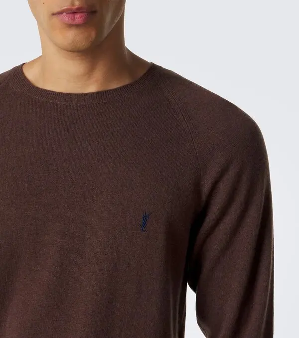 Saint Laurent Cassandre Cashmere Sweater - Brown
