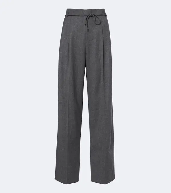 Max Mara Belted Cashmere-blend Wide-leg Pants