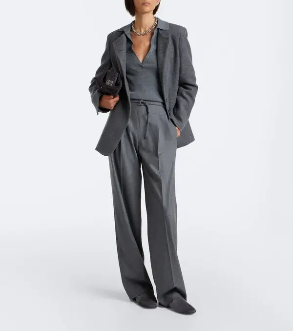 Max Mara Belted Cashmere-blend Wide-leg Pants
