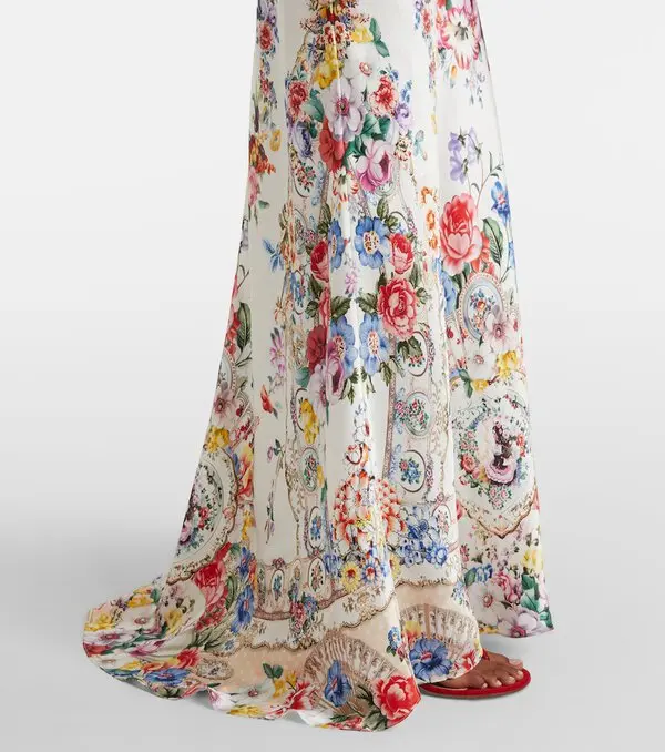 Camilla Embellished Floral Silk Slip Dress