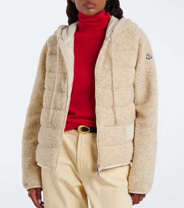 Moncler Hooded Bouclé Down Jacket