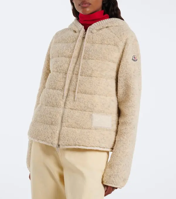 Moncler Hooded Bouclé Down Jacket