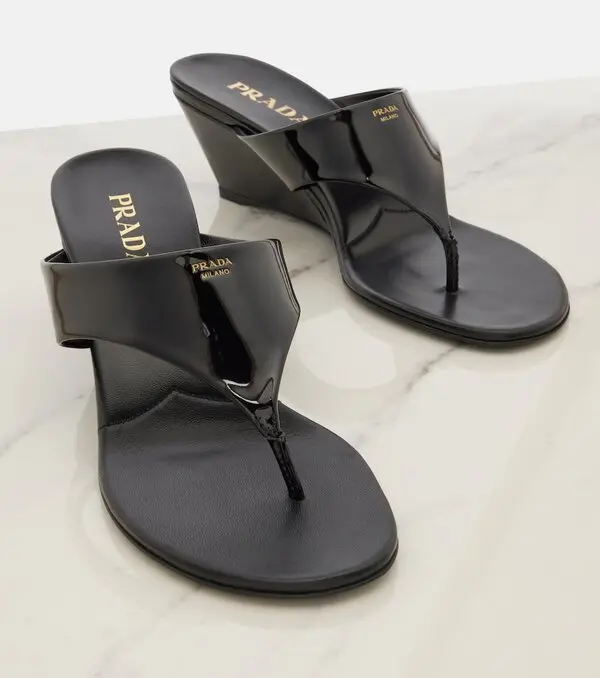 Prada Patent Leather Thong Sandals