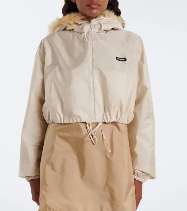 Miu Miu Cropped Hooded Shearling-trimmed Jacket