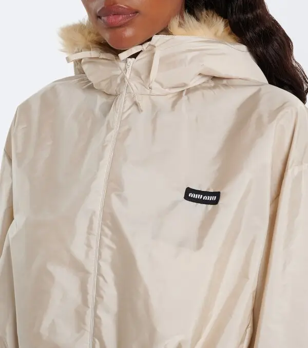 Miu Miu Cropped Hooded Shearling-trimmed Jacket