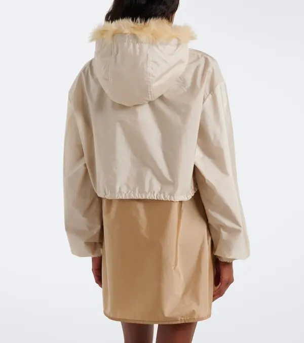 Miu Miu Cropped Hooded Shearling-trimmed Jacket