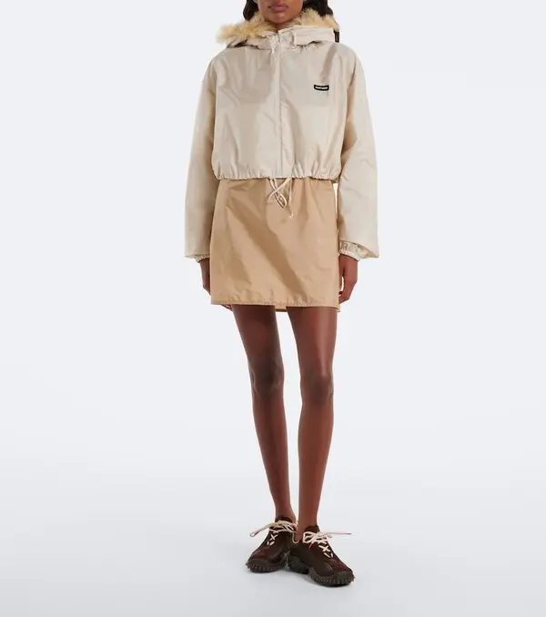 Miu Miu Cropped Hooded Shearling-trimmed Jacket