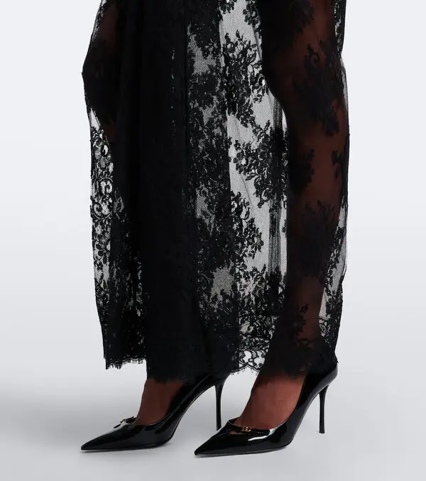 Dolce & Gabbana Gathered Cotton-blend Lace Maxi Dress