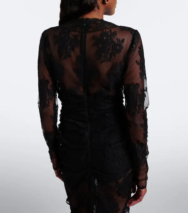 Dolce & Gabbana Gathered Cotton-blend Lace Maxi Dress